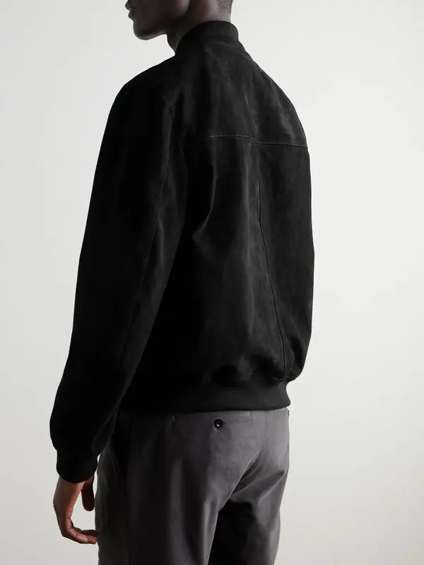 Mr P. Suede Bomber Jacket - Black