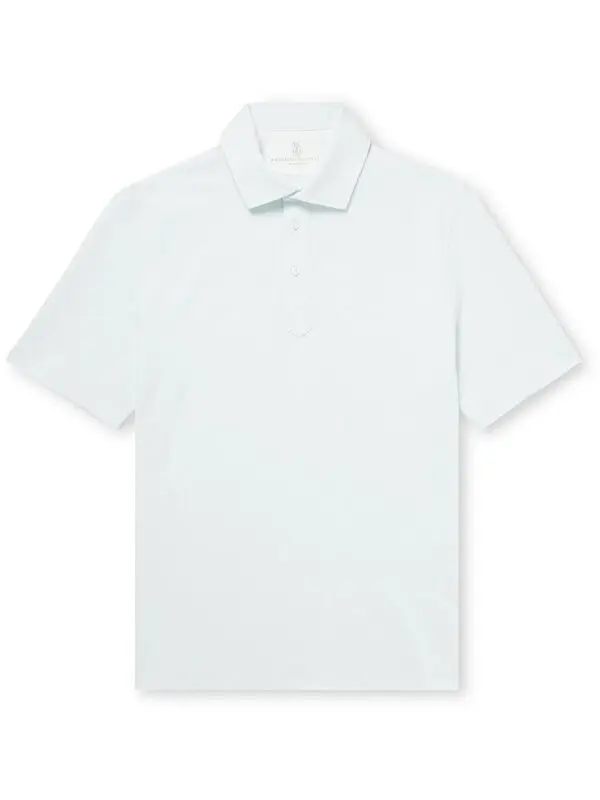 Brunello Cucinelli Linen And Cotton-blend Polo Shirt - Blue