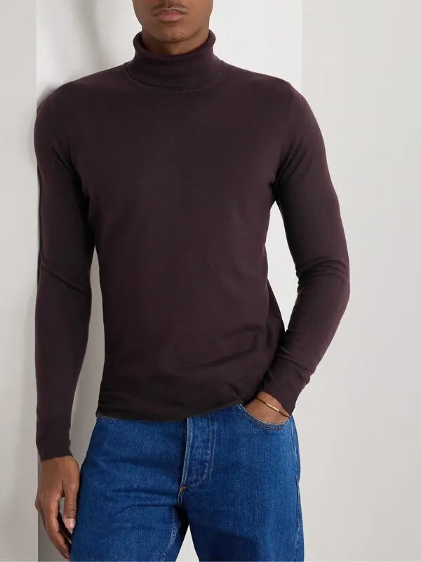 Loro Piana Garment-dyed Baby Cashmere Rollneck Sweater - Brown
