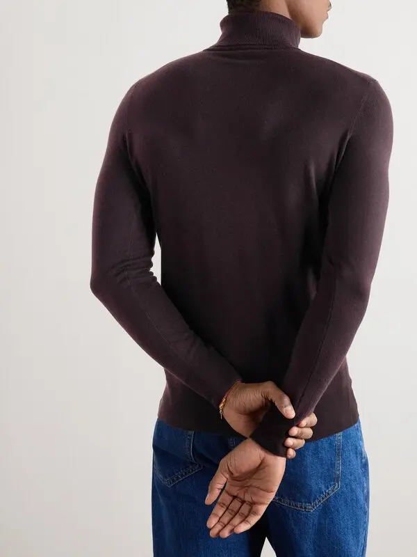 Loro Piana Garment-dyed Baby Cashmere Rollneck Sweater - Brown