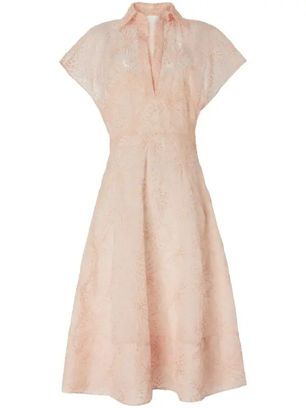 GENNY Floral-embroidery Midi Dress