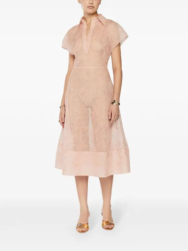 GENNY Floral-embroidery Midi Dress