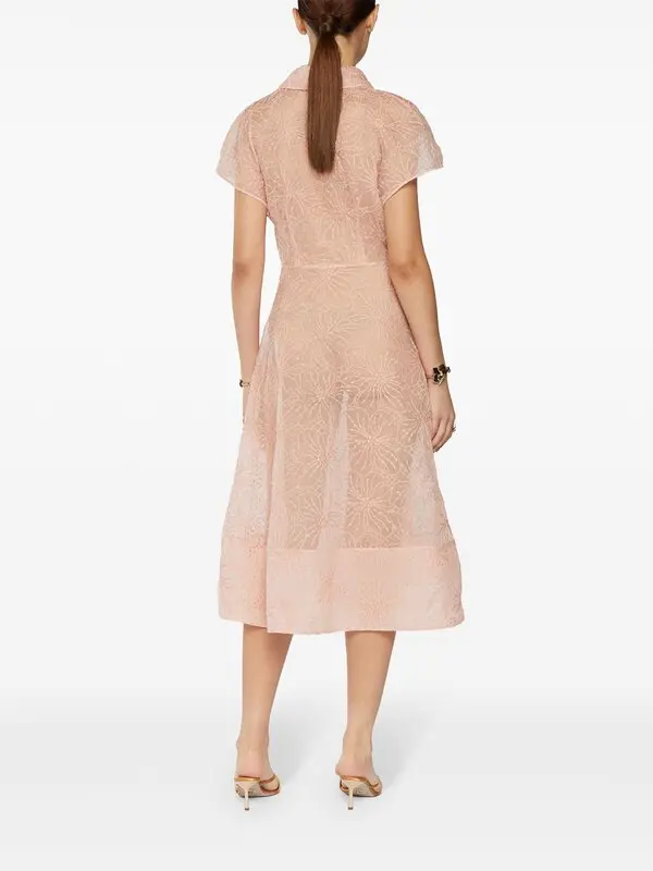 GENNY Floral-embroidery Midi Dress
