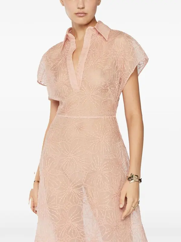 GENNY Floral-embroidery Midi Dress