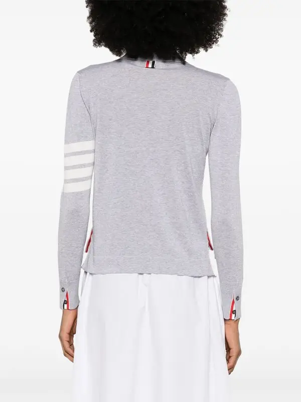 Thom Browne 4-bar Stripes Jersey Polo Shirt - Grey