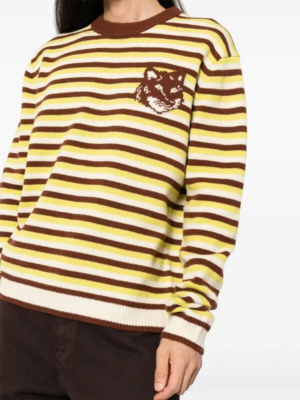 Maison Kitsuné Fox Head Striped Jumper - Green
