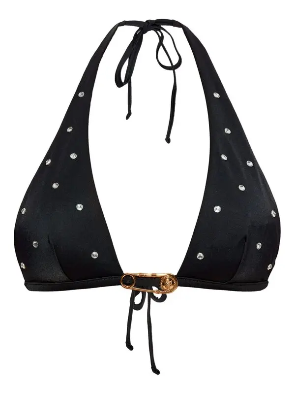 Versace Crystal-embellished Triangle Bikini Top - Black