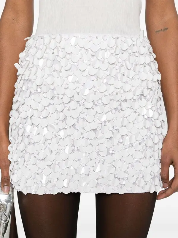 P.a.r.o.s.h Sequinned Mini Skirt - White