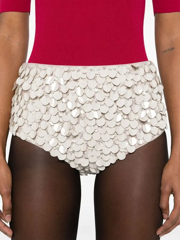 P.a.r.o.s.h Sequinned Mini Shorts - Neutrals