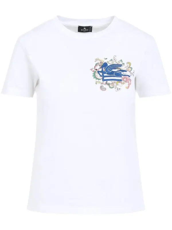 Etro Pegaso-embroidered T-shirt - White