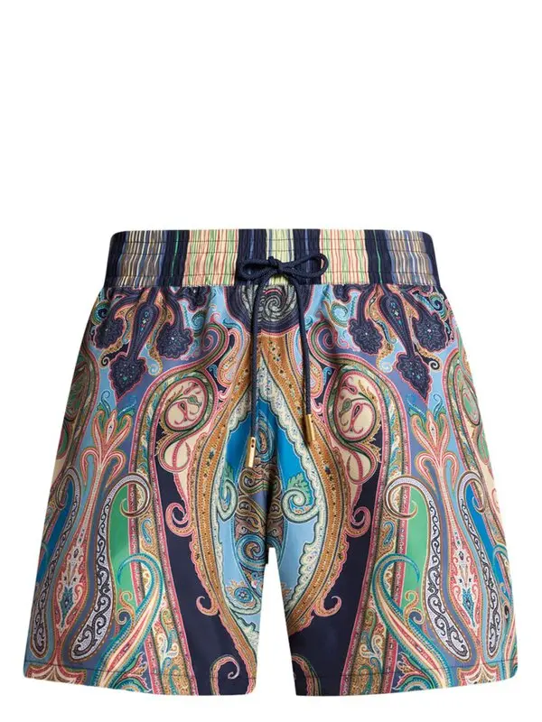 Etro Paisley-print Swim Shorts - Blue