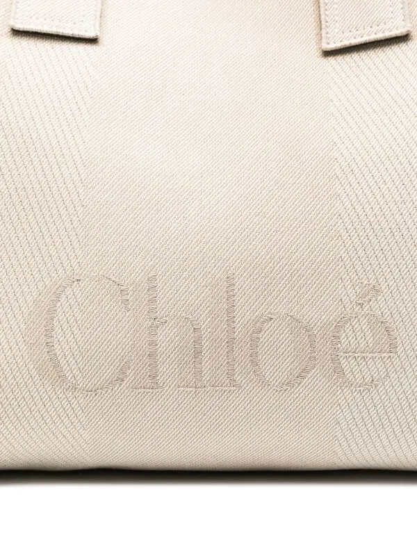 Chloé Carry Logo-embroidered Tote Bag - Neutrals