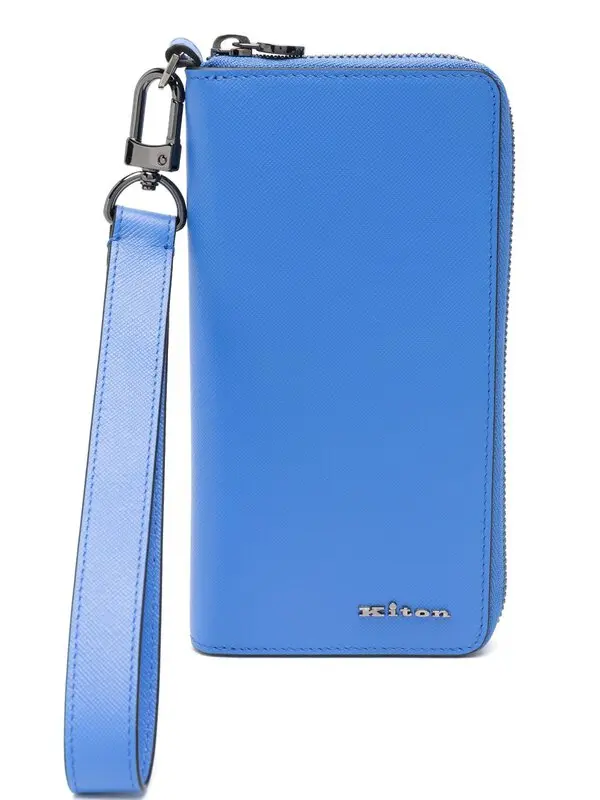 Kiton Logo-lettering Wallet - Blue