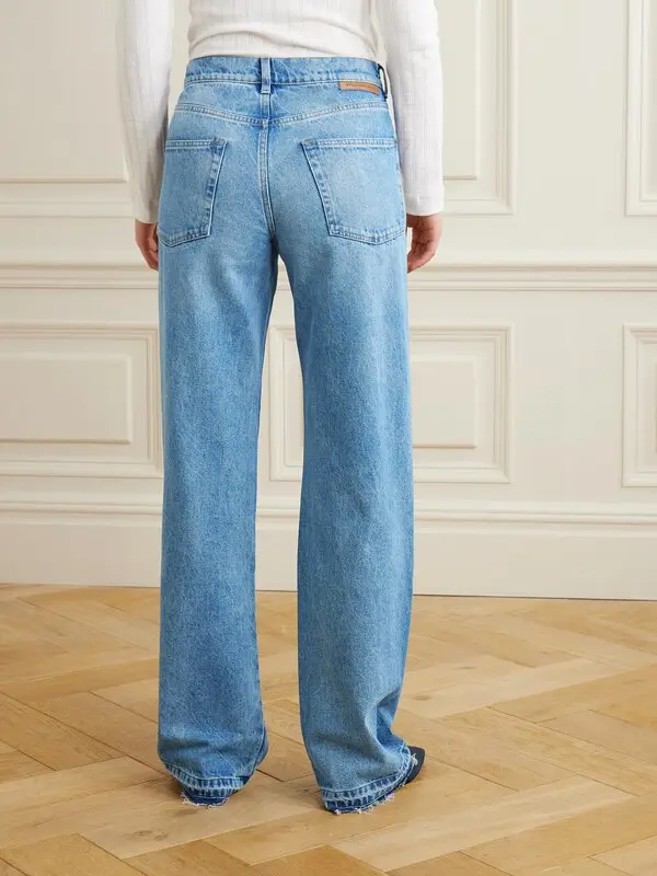 Stella McCartney Paneled Distressed Wide-leg Jeans