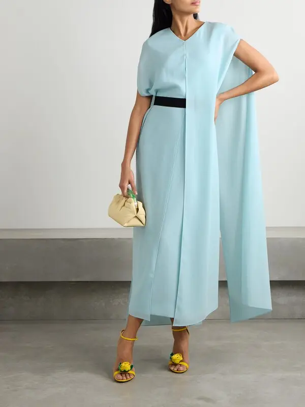 ROKSANDA Fyera Belted Cape-effect Crepe Midi Dress