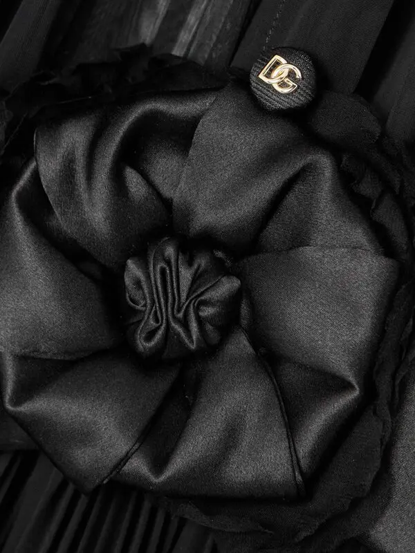Dolce & Gabbana Satin-trimmed Belted Pleated Chiffon Midi Dress