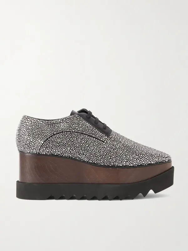 Stella McCartney Elyse Crystal-embellished Platform Brogues - Black