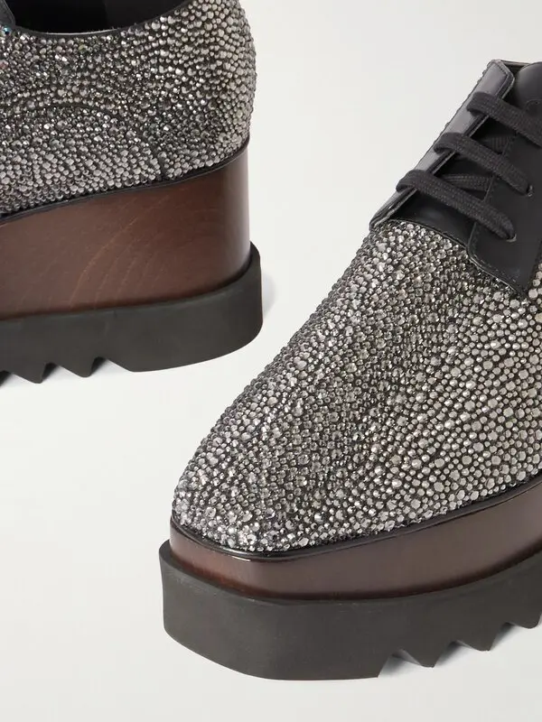 Stella McCartney Elyse Crystal-embellished Platform Brogues - Black