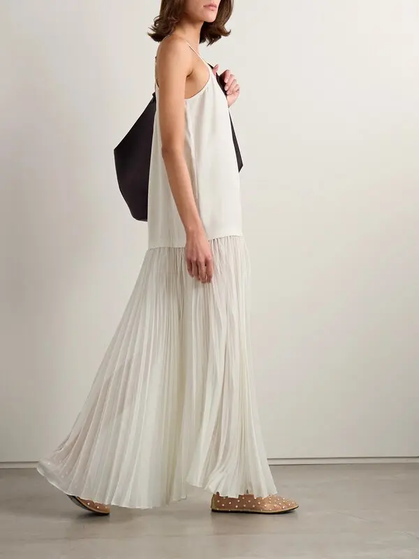 sachin and babi light blue dress Brunello Cucinelli Monili-Neck Sleeveless Maxi Dress Cream Chiffon Siz –  Celebrity Owned main image 0