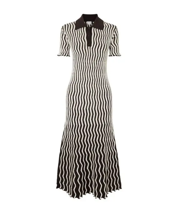 Bottega Veneta Striped Ribbed Wool Midi Dress - Multi