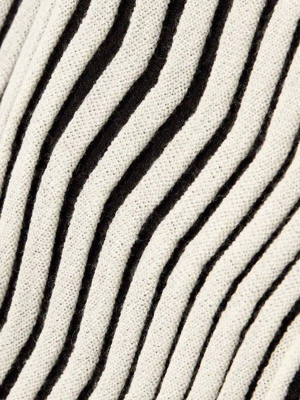 Bottega Veneta Striped Ribbed Wool Midi Dress - Multi