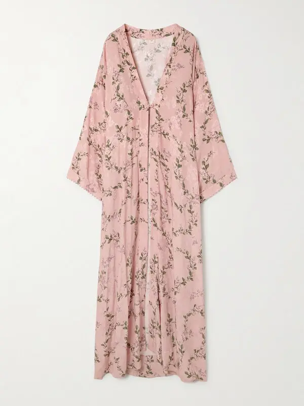 Agua Bendita Amanda Wisteria Floral-print Jacquard Coverup - Pink