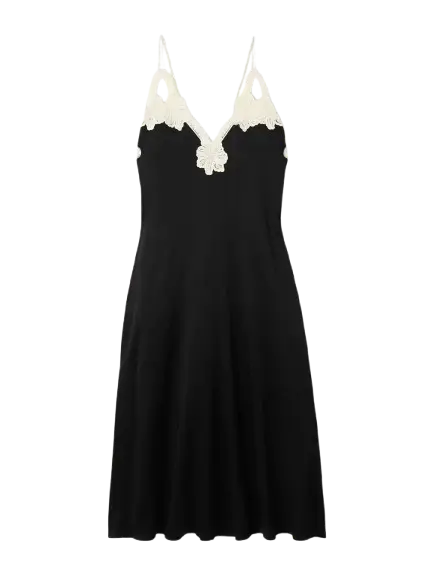 lace fitted dress with sleeves Embellished u back button closure 3 4 sleeve dress with lace underlayer main image 1