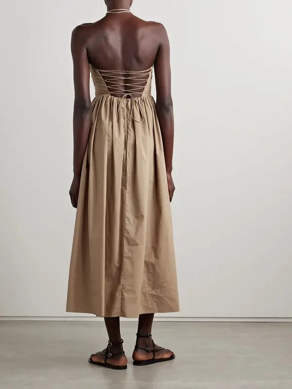 Matteau Strapless Lace-Up Maxi Dress - Neutrals - 60% Off | Editorialist