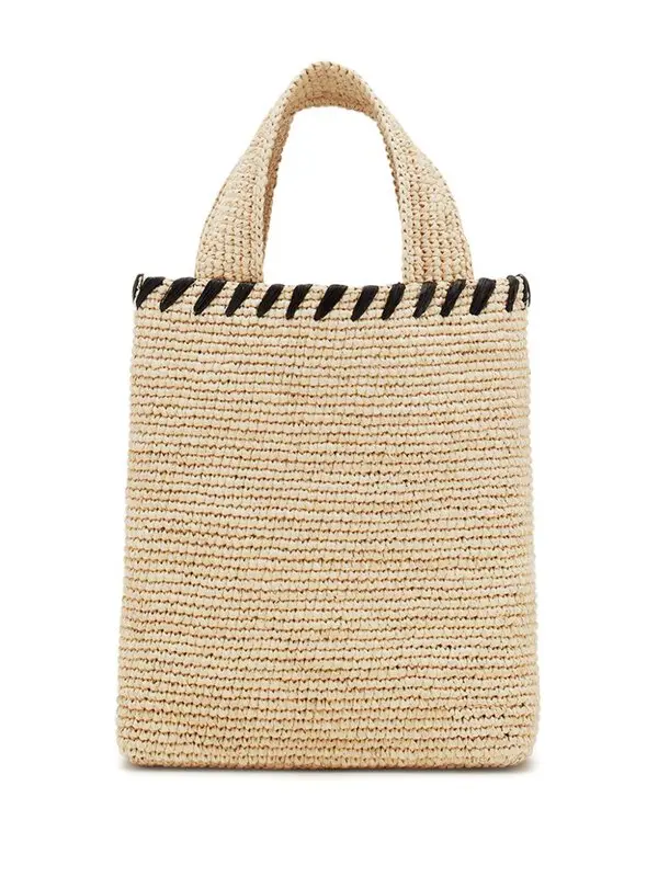 LANVIN Logo Raffia Tote Bag - Neutrals