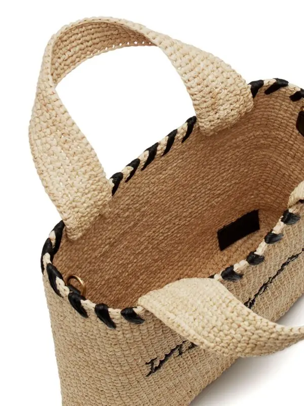 LANVIN Logo Raffia Tote Bag - Neutrals