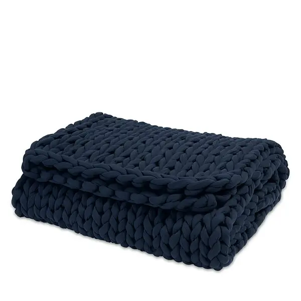 BEARABY Bearby Cotton Napper Knitted Weighted Blanket, 10lbs - Midnight Blue