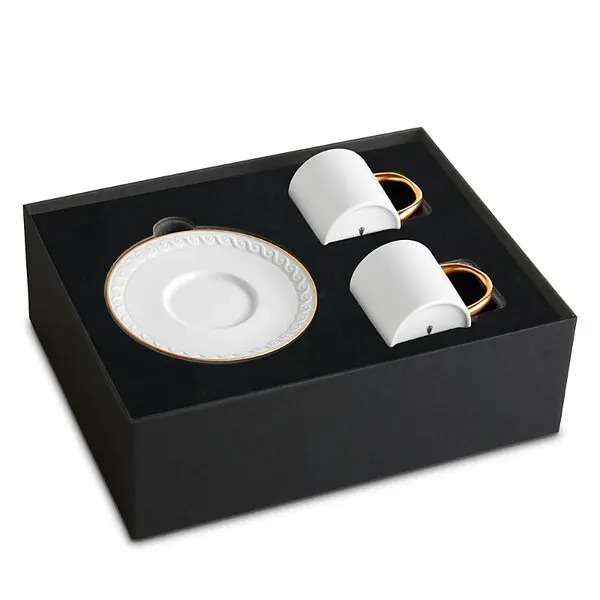 L'Objet Neptune Trim Espresso Cup & Saucer, Set Of 2 - Gold