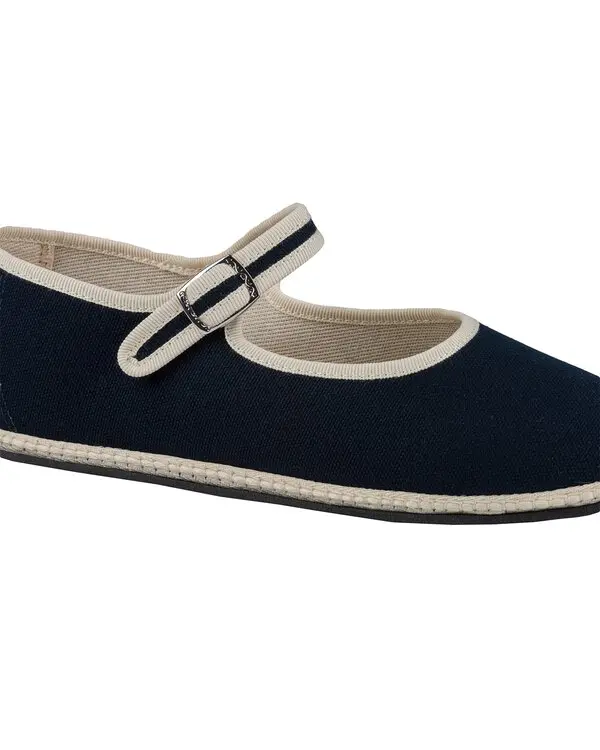 VIBI VENEZIA Classic Cotton Mary Jane Flats - Navy