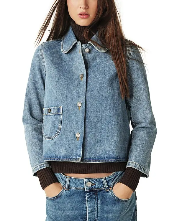 Ba&sh Bas & Sh Tiny Denim Jacket - Blue Jeans