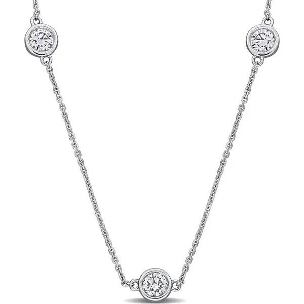JULIANNA B. 14k Lab-grown Diamond Station Necklace - White Gold