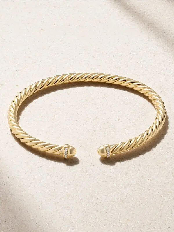 David Yurman Modern Cable 18-karat Diamond Cuff - Gold