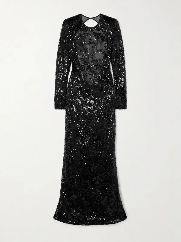 Victoria Beckham Backless Sequined Tulle Gown