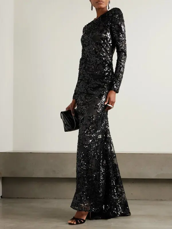Victoria Beckham Backless Sequined Tulle Gown