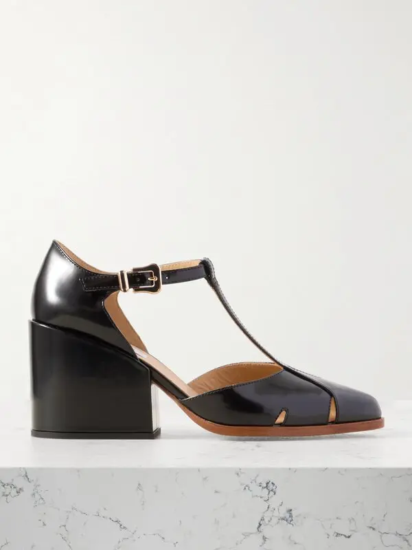 Gabriela Hearst Evita Glossed-leather Pumps
