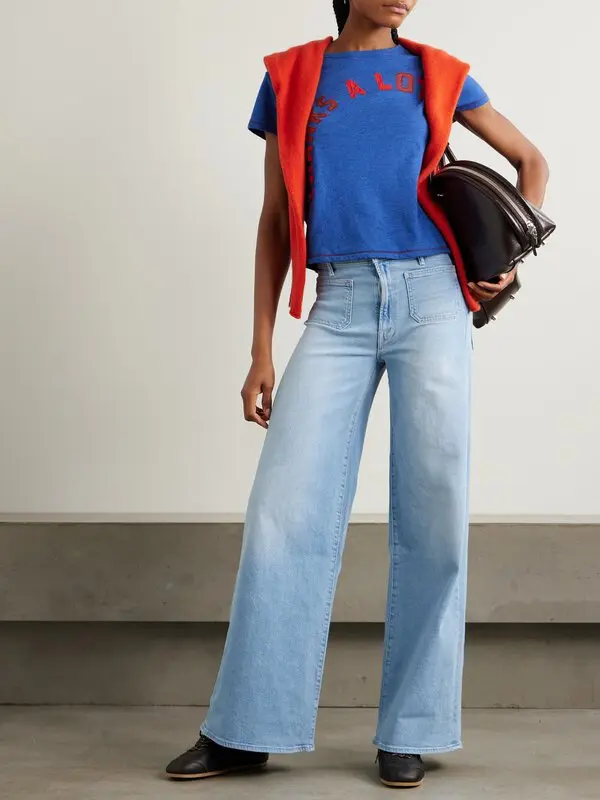 MOTHER The Patch Pocket Undercover Sneak High-rise Wide-leg Jeans - Blue