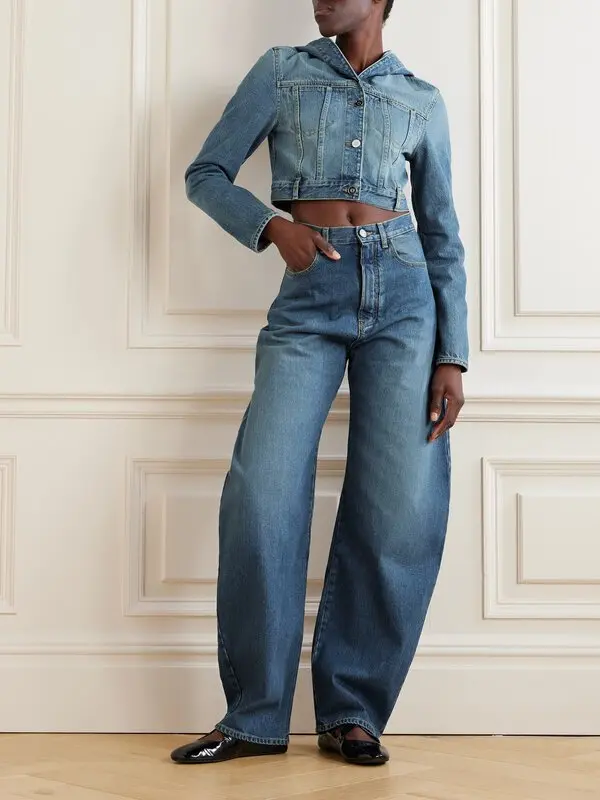 Alaïa Cropped Hooded Denim Jacket