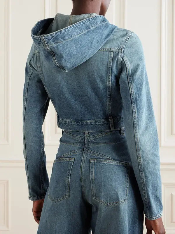 Alaïa Cropped Hooded Denim Jacket