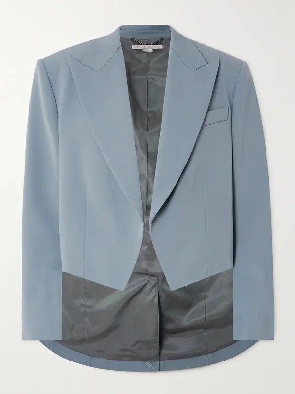 Stella McCartney Cropped Grain De Poudre Wool-blend Blazer - Blue