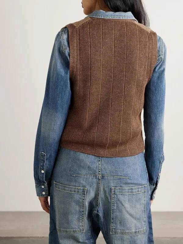 Ralph Lauren Knitted Linen And Silk-blend Vest