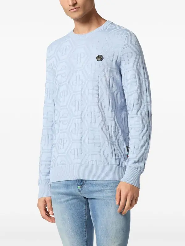 Philipp Plein Monogram-jacquard Jumper - Blue