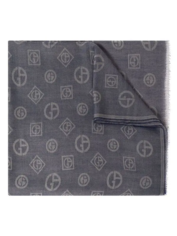 Giorgio Armani Monogram-jacquard Scarf - Blue