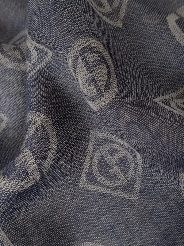 Giorgio Armani Monogram-jacquard Scarf - Blue