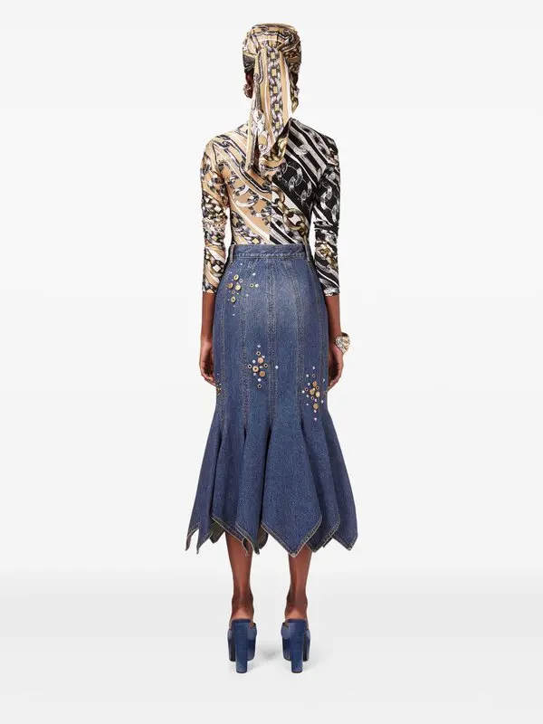 AREA Stud-detail Midi Skirt - Blue