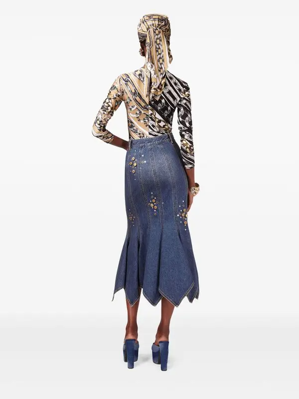 AREA Stud-detail Midi Skirt - Blue