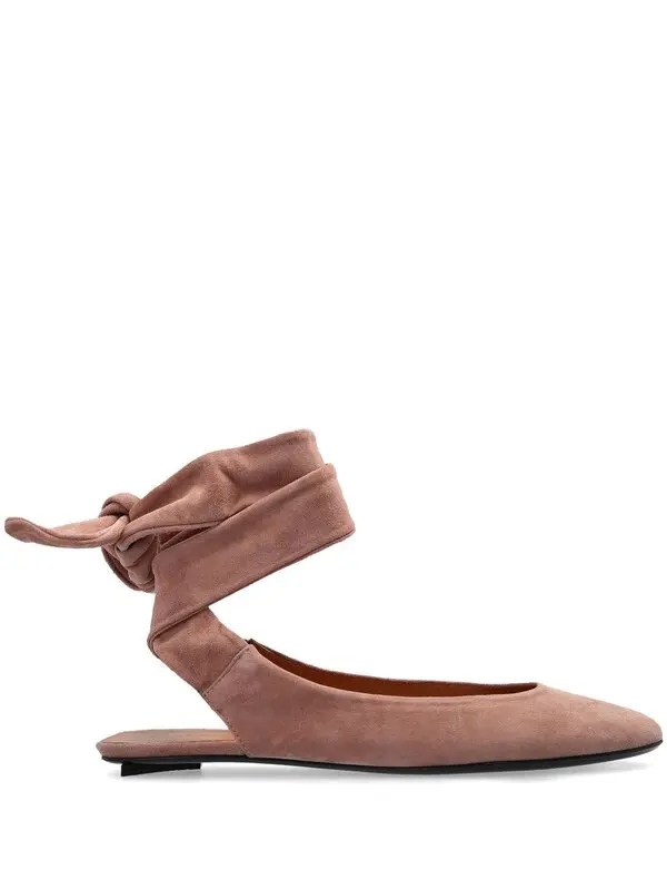 Attico Tie-fastening Ankle Strap Flats - Brown